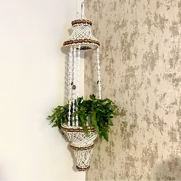 Accents | Sea Shell Cowrie Hanging Plant Holder Boho Mcm Tiki Vintage ...